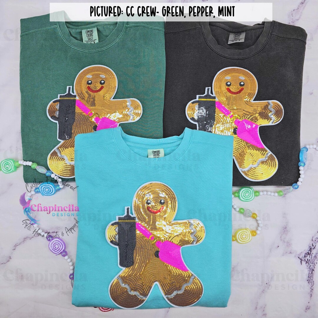 Gingerbread Man Sequin Christmas Sweatshirt, Funny Christmas Crewneck ...