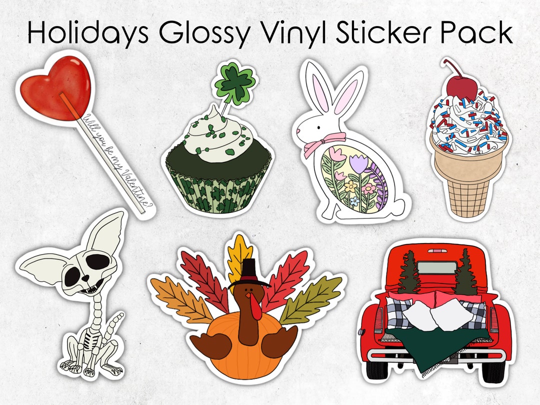 Holidays Bundle Sticker Pack, Waterproof Stickers, Valentine's Day, St ...