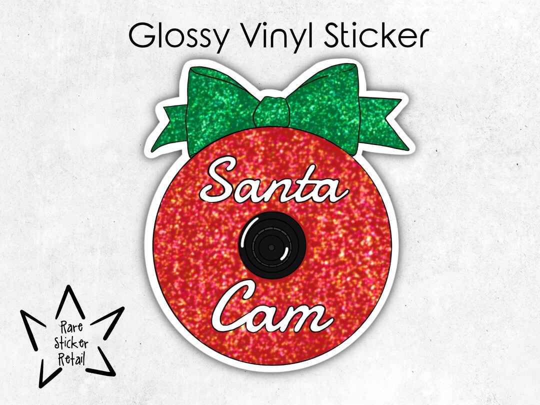 Christmas Santa Cam Glitter Sticker: Holiday Vinyl Decal - Etsy