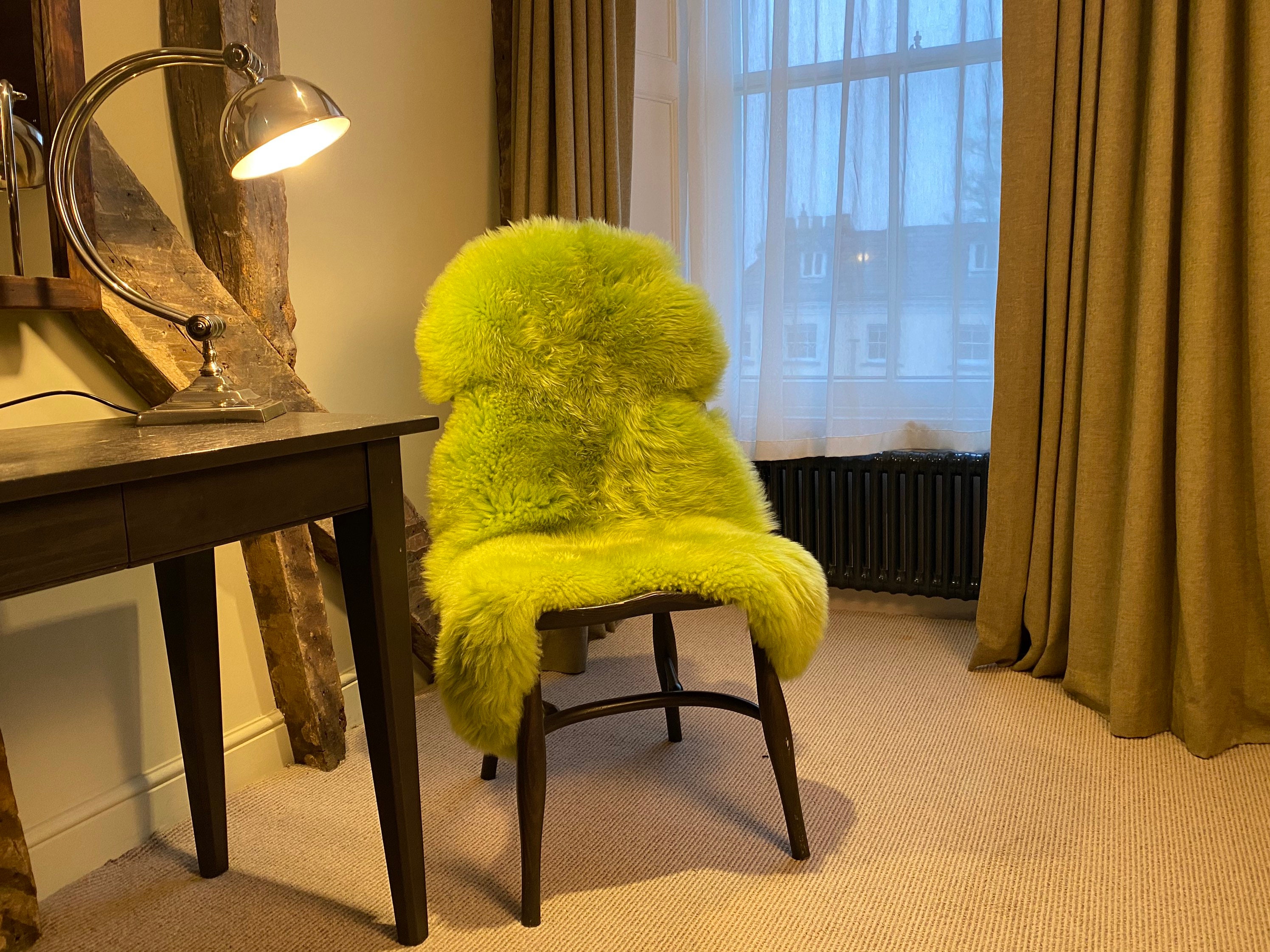 Unique Genuine Sheepskin Rug pink magenta green | Etsy