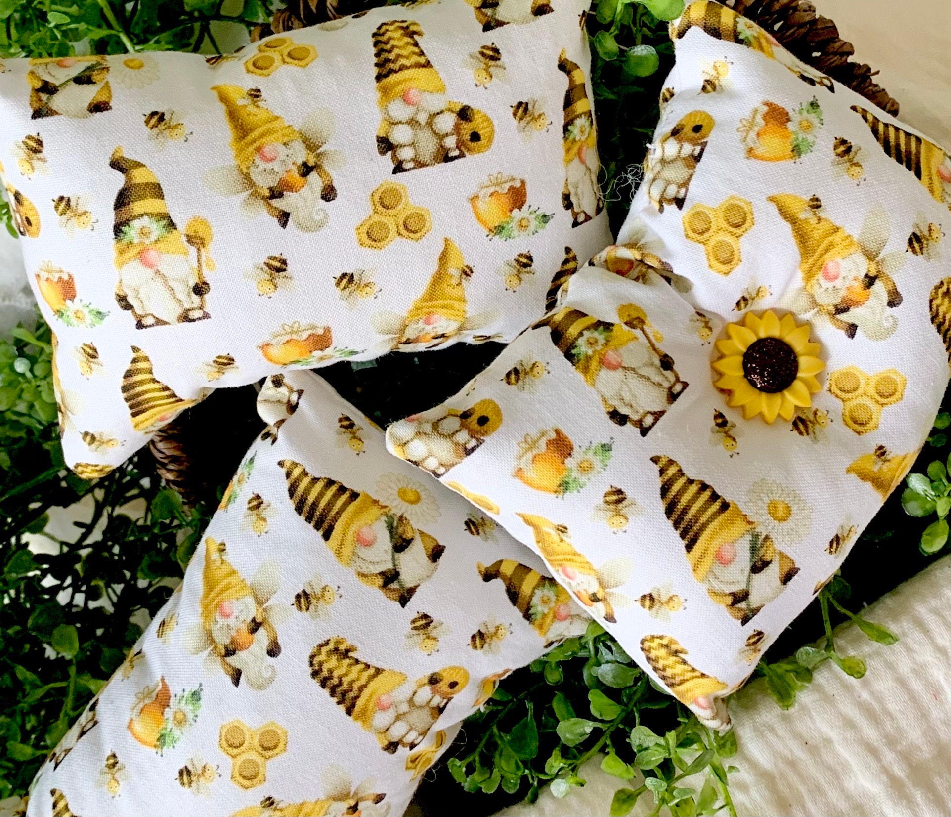 Mini Pillows Tier Tray Decor Set of 3 Gnome Honey Bee Bowl Filler ...