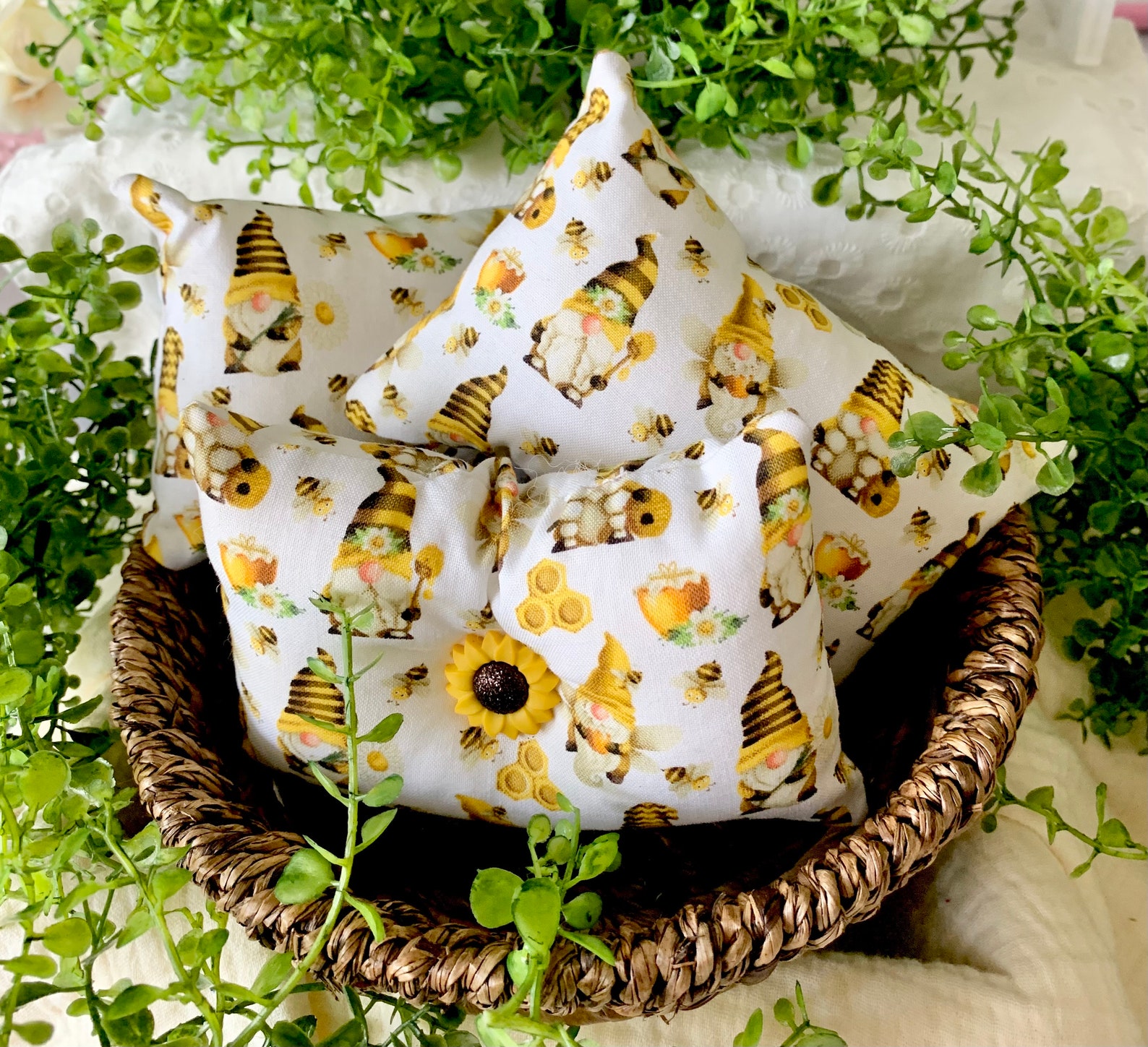 Mini Pillows Tier Tray Decor Set of 3 Gnome Honey Bee Bowl Filler ...
