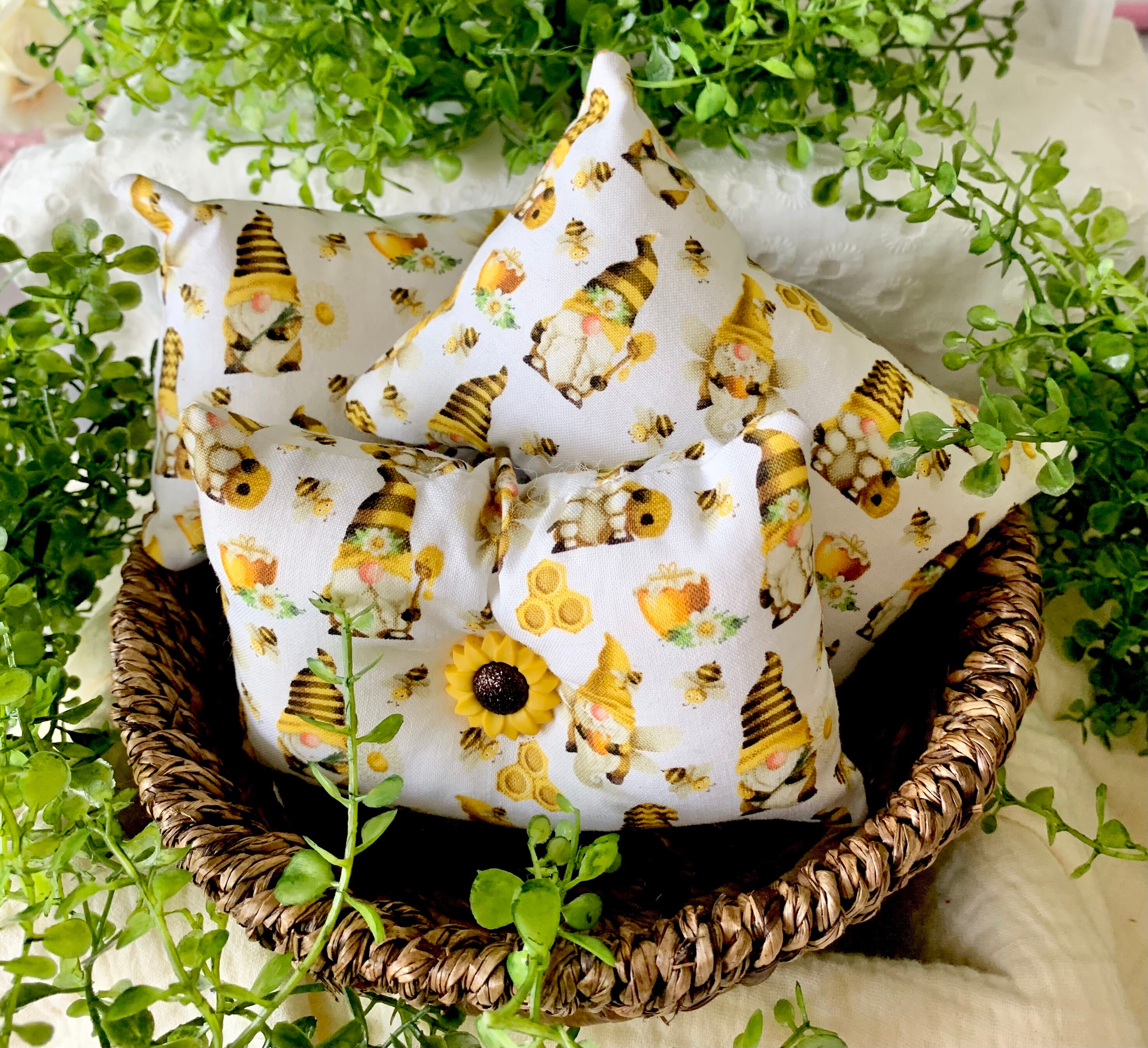 Mini Pillows Tier Tray Decor Set of 3 Gnome Honey Bee Bowl Filler ...