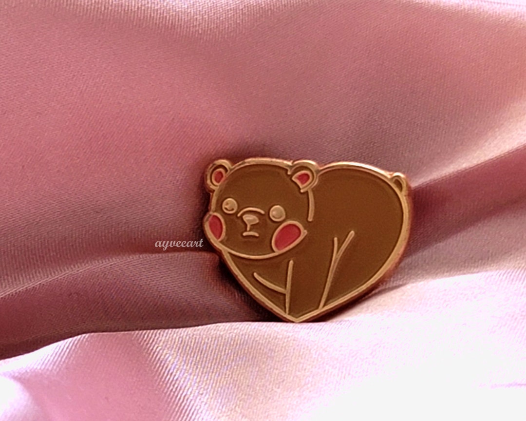 Fluffy Hearts - Cute Bear Soft Enamel Pin - Etsy
