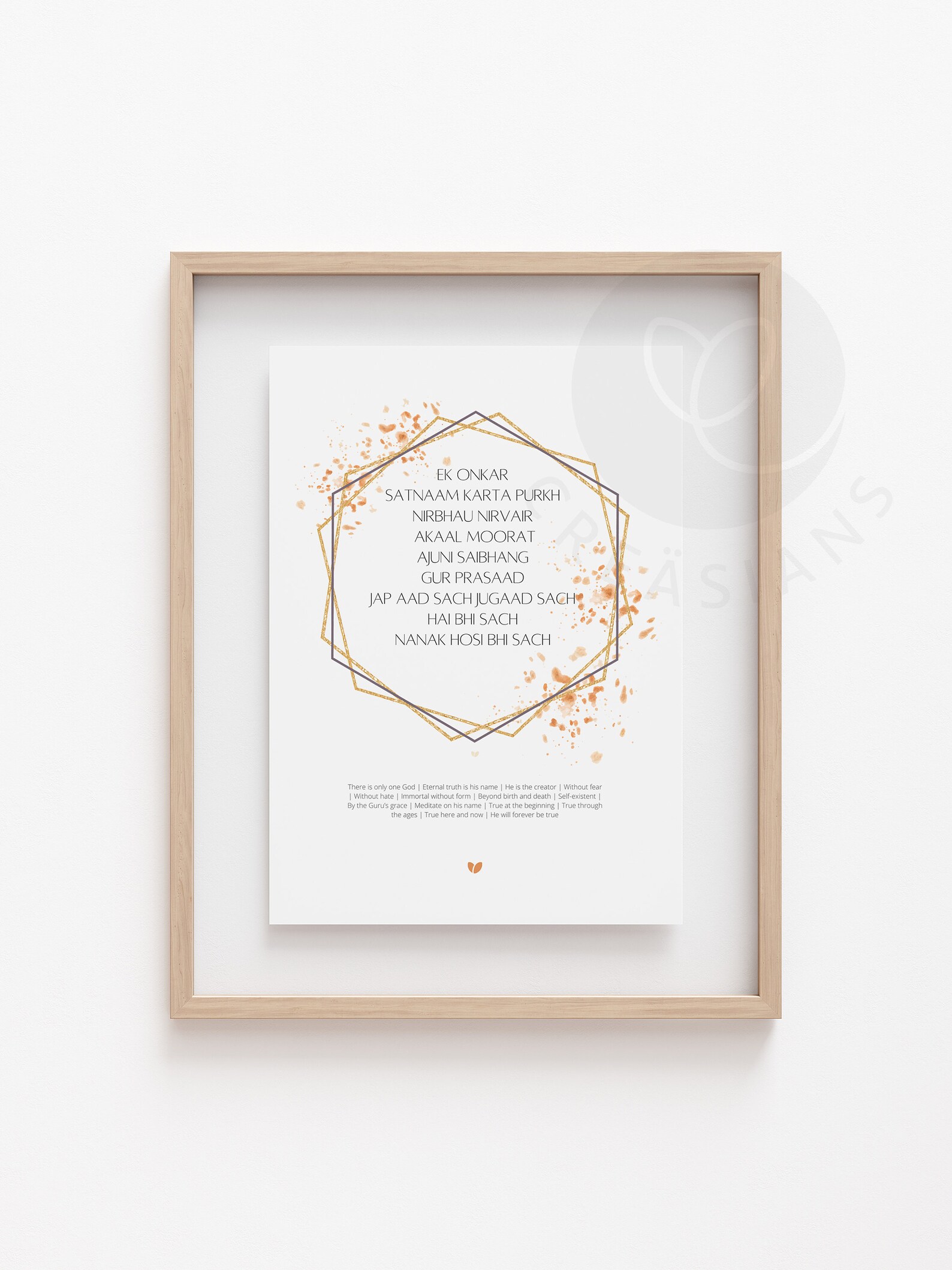 Contemporary Mool Mantar Print Mul Mantar Sikh Print Gold and Orange ...