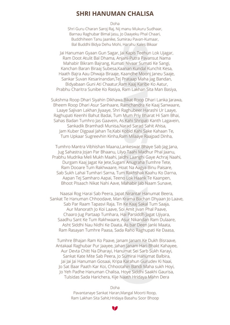 Hanuman Chalisa Wall Print - Etsy