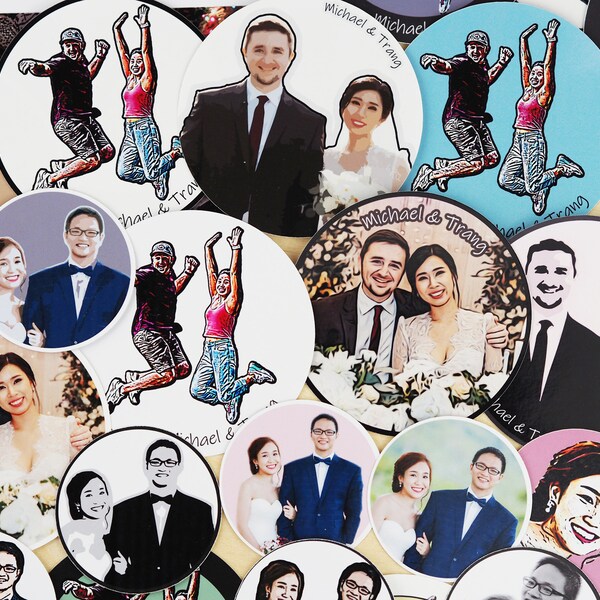 Couples Portrait Custom Sticker - Etsy