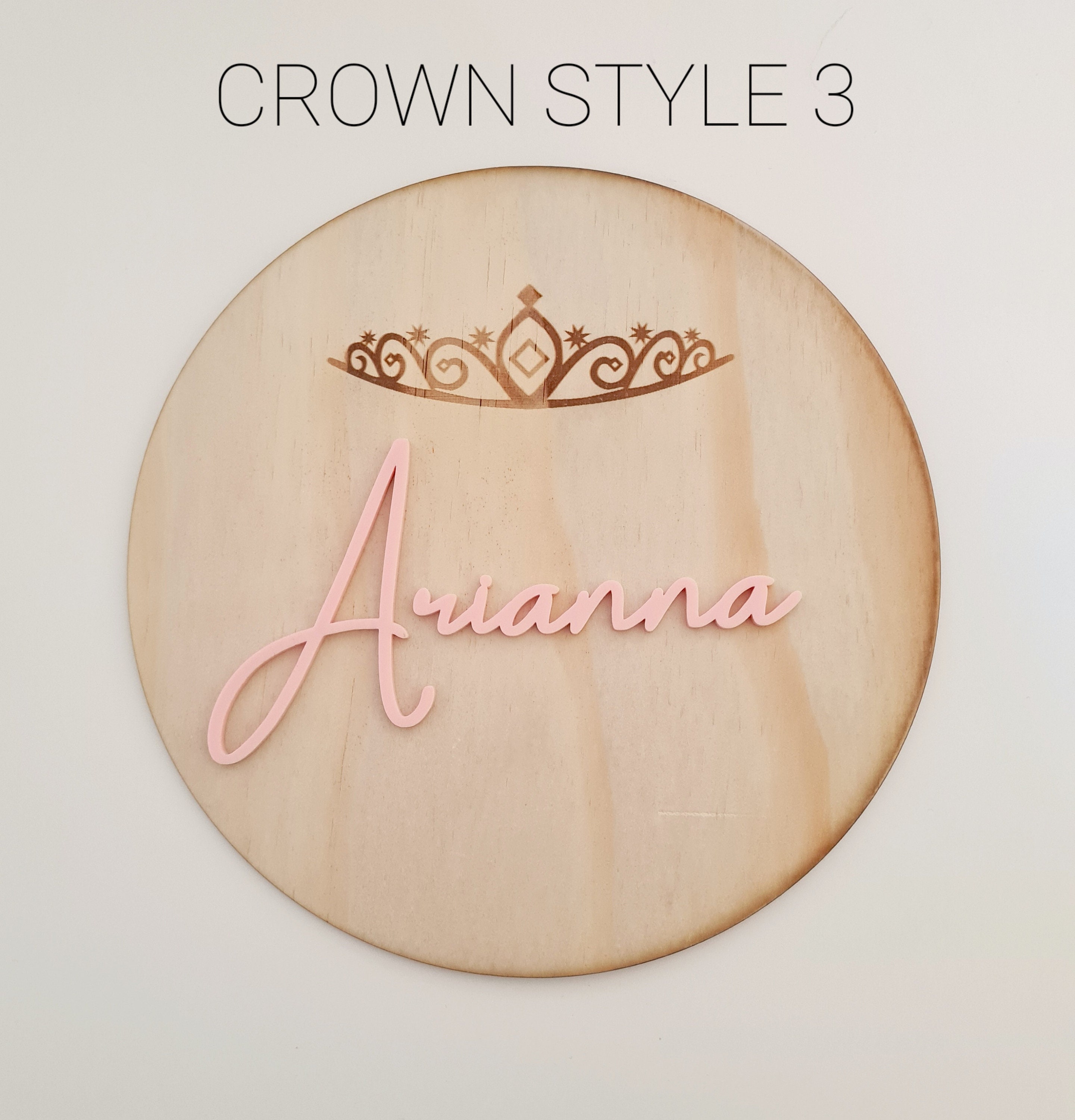 Personalised Crown Name Plaque Queen Princess Baby Shower Lasercut Sign ...