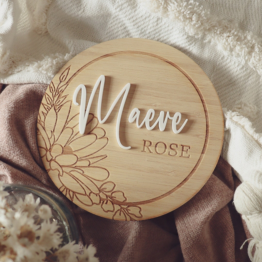 Personalised Floral Name Sign Custom Name Plaque Nursery / Baby Sign ...