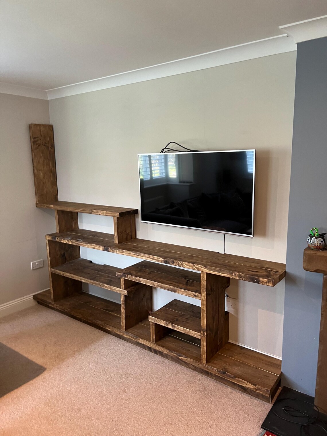 Bespoke Solid Pine Wood TV Unit, Custom Made to Order, Media Wall Unit ...