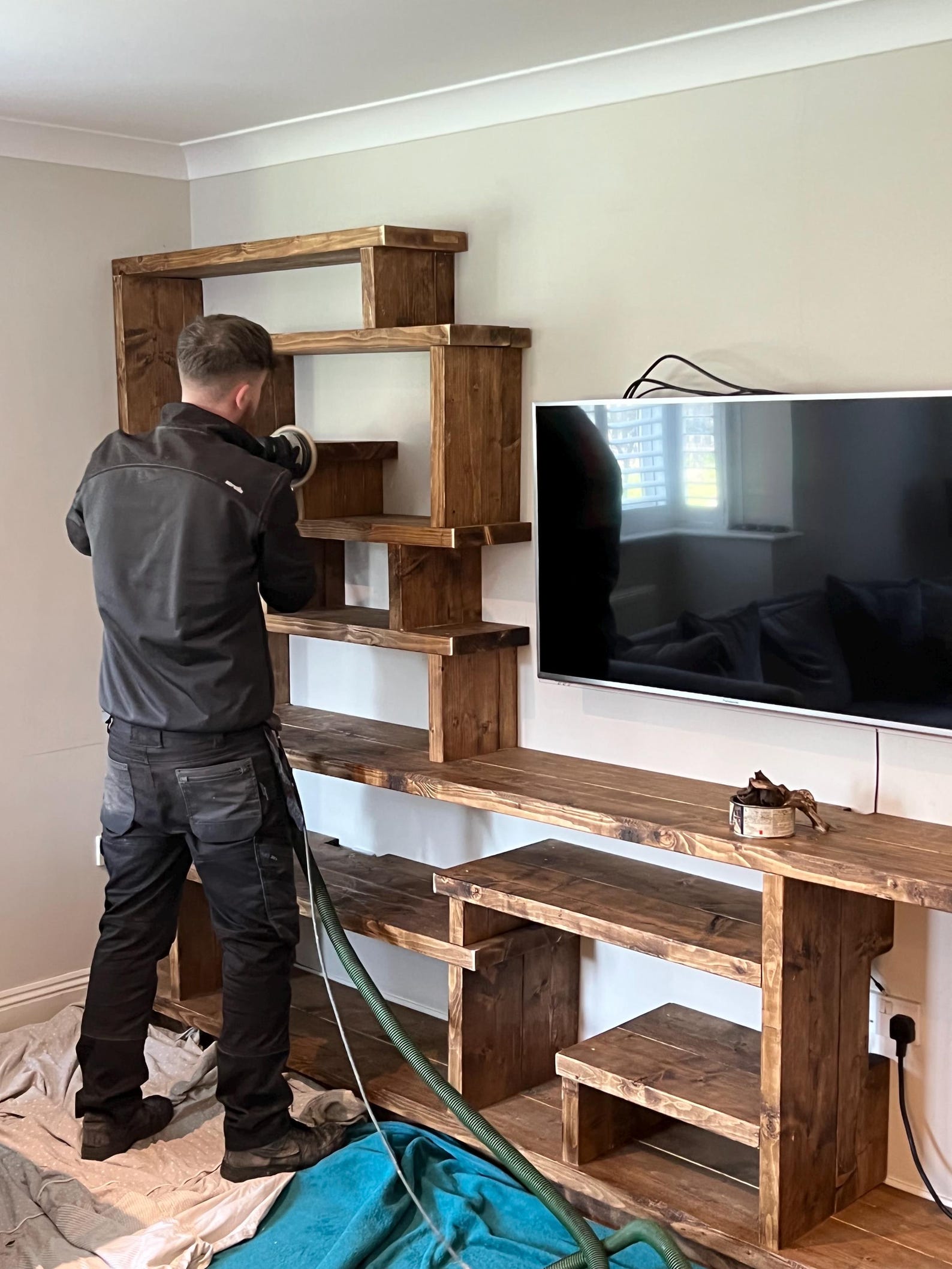 Bespoke Solid Pine Wood TV Unit, Custom Made to Order, Media Wall Unit ...