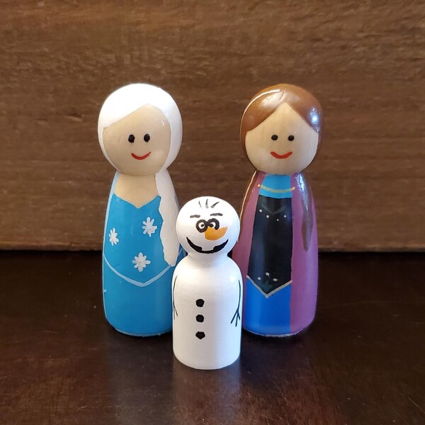 Elsa and Anna Peg Dolls - Etsy