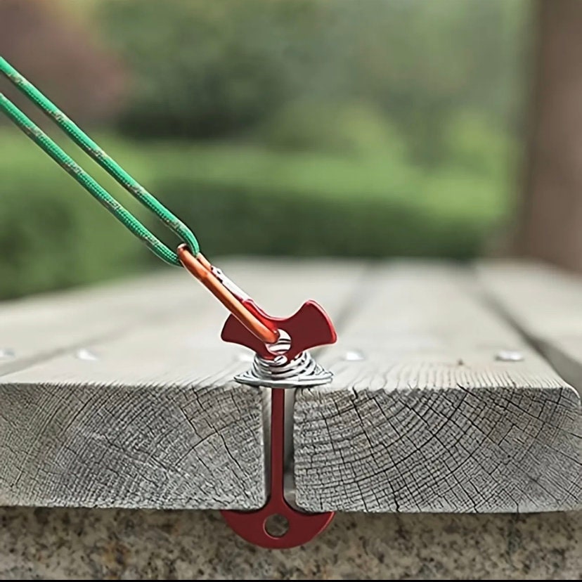 Tent Anchor With Spring , Aluminum Deck Pegs for Backpacking or Camping ...