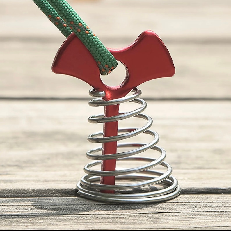 Tent Anchor With Spring , Aluminum Deck Pegs for Backpacking or Camping ...