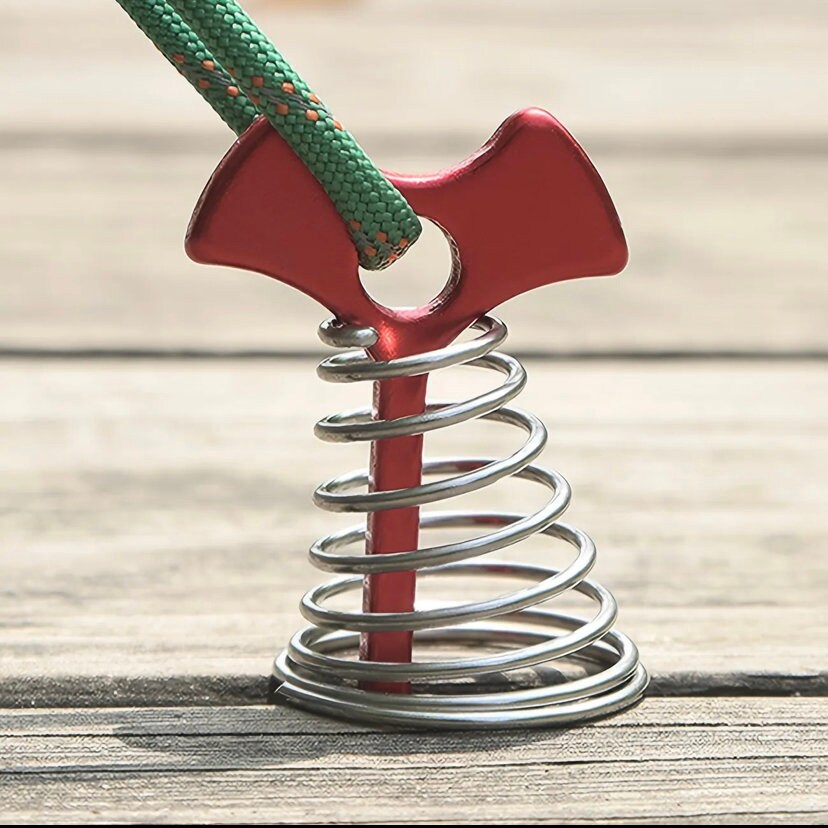 Tent Anchor With Spring , Aluminum Deck Pegs for Backpacking or Camping ...