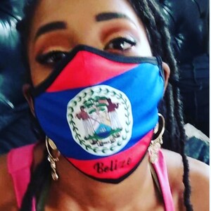 Belize Flag Face Mask With Adjustable Straps - Etsy