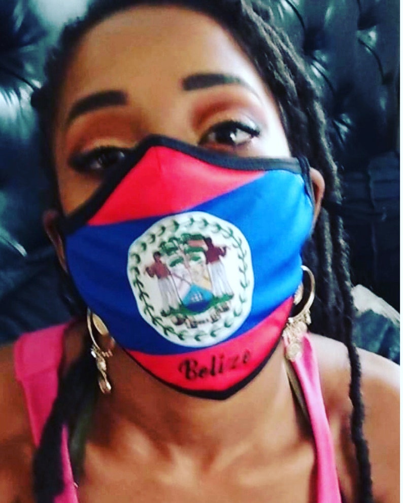 Belize Flag Face Mask With Adjustable Straps - Etsy