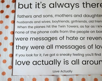 Love Actually Quotes A5 A4 A3 Poster or Print - Etsy
