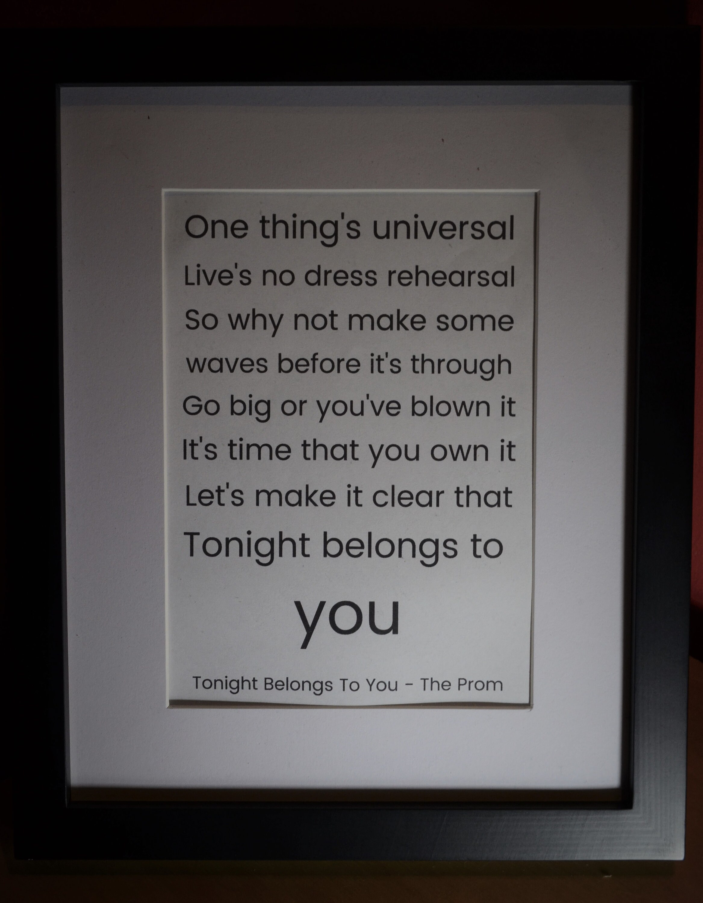 The Prom Tonight Belongs to You Chorus Lyrics Typography - Etsy