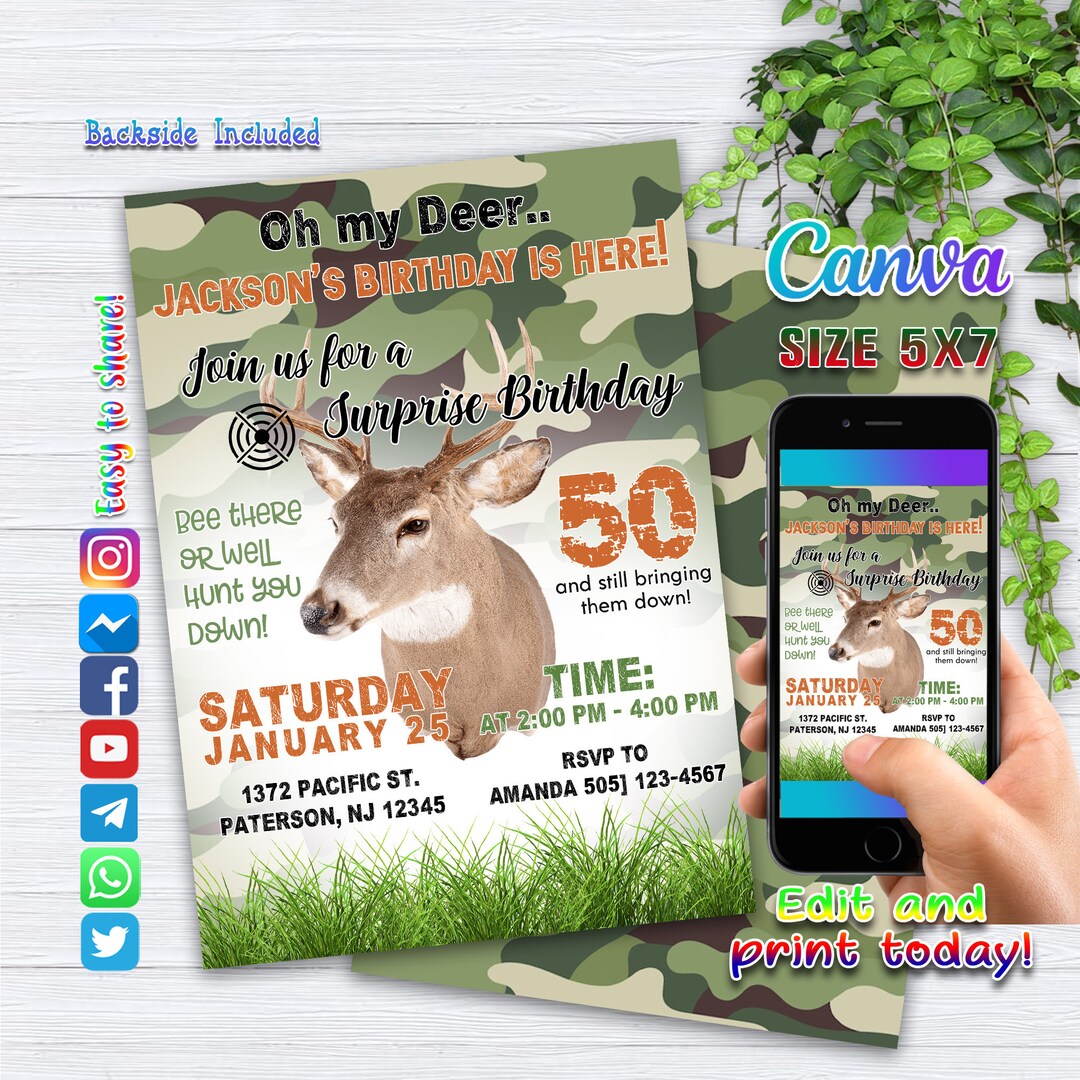 Hunting Birthday Party Invitation, Hunting Invitation, Birthday ...