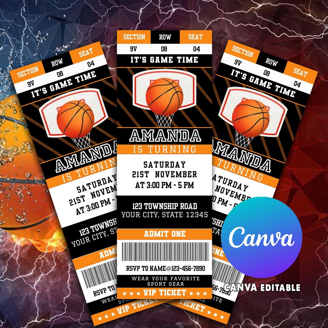 Basketball Invitations, Basketball Ticket Invitation, Basketball ...