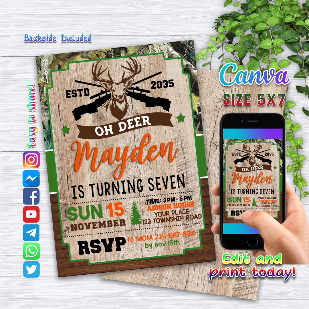 Hunting Birthday Party Invitation, Hunting Invitation, Birthday ...