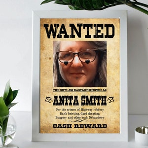 Personalised Wanted Poster A4 / A5 Print With Your Name & Photo / Gift ...