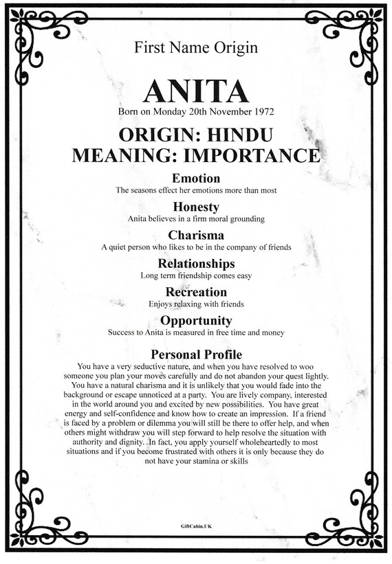 Meaning Of Name Anita