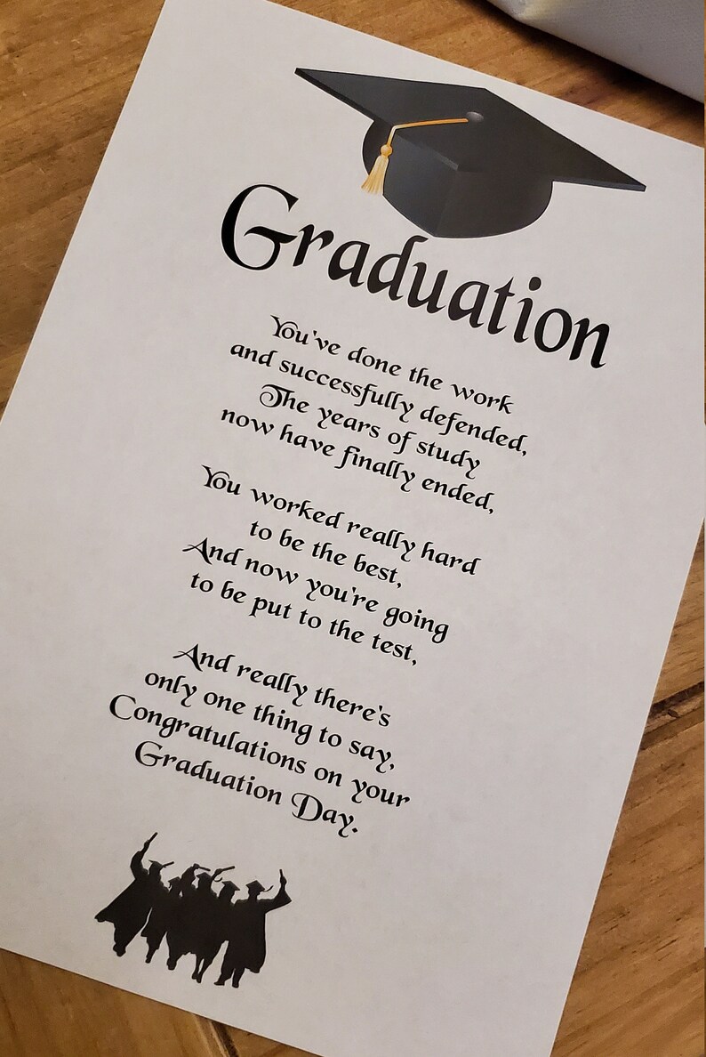 Graduation Poem / Certificate Digital Download Award Gift - Etsy