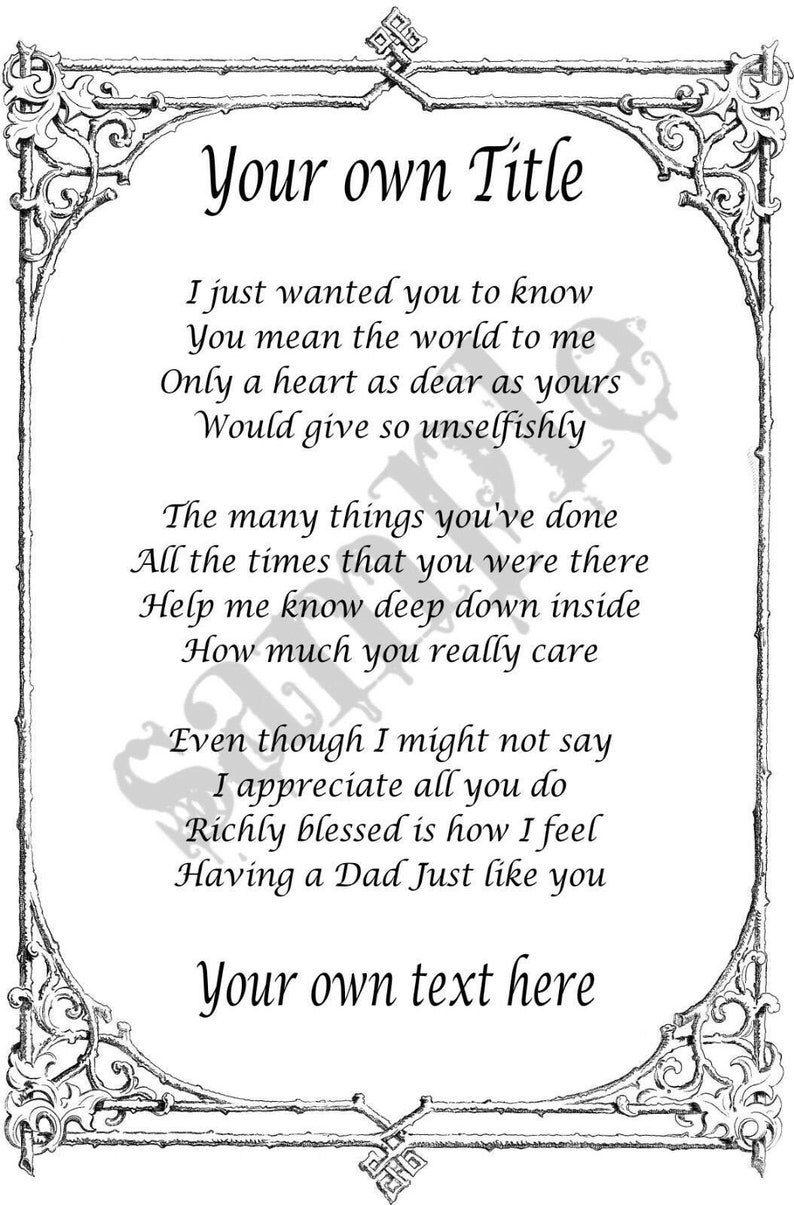 Personalised Dad Poem A4 / A5 Certificate Father Gift / - Etsy Canada