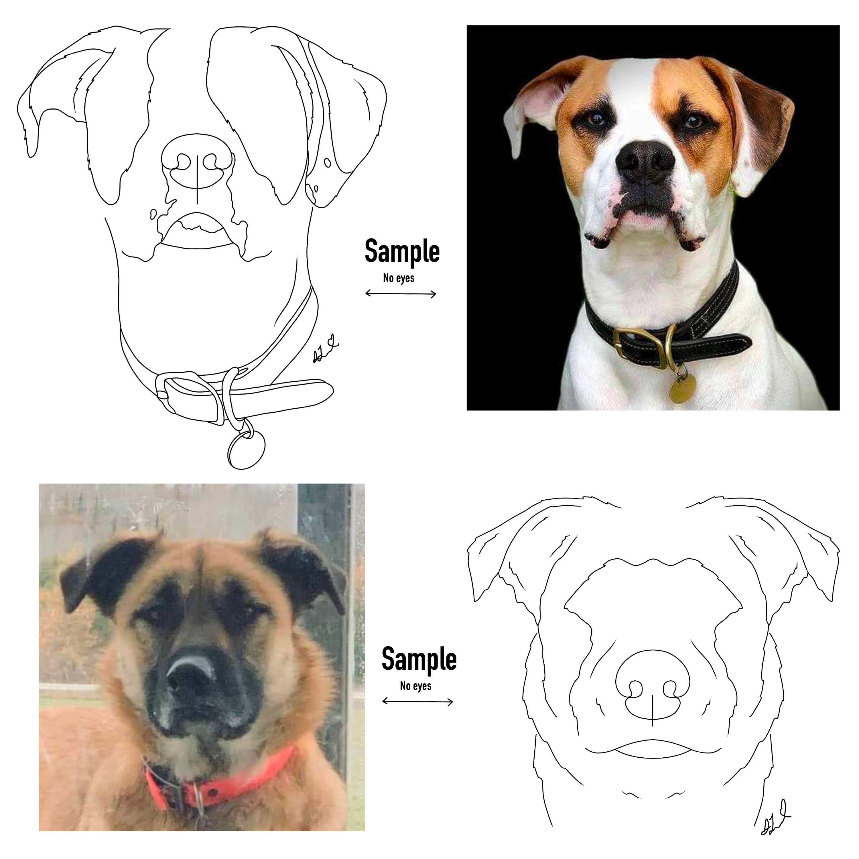 Custom Line Art Dog Outlines Digital Illustration Custom - Etsy Canada