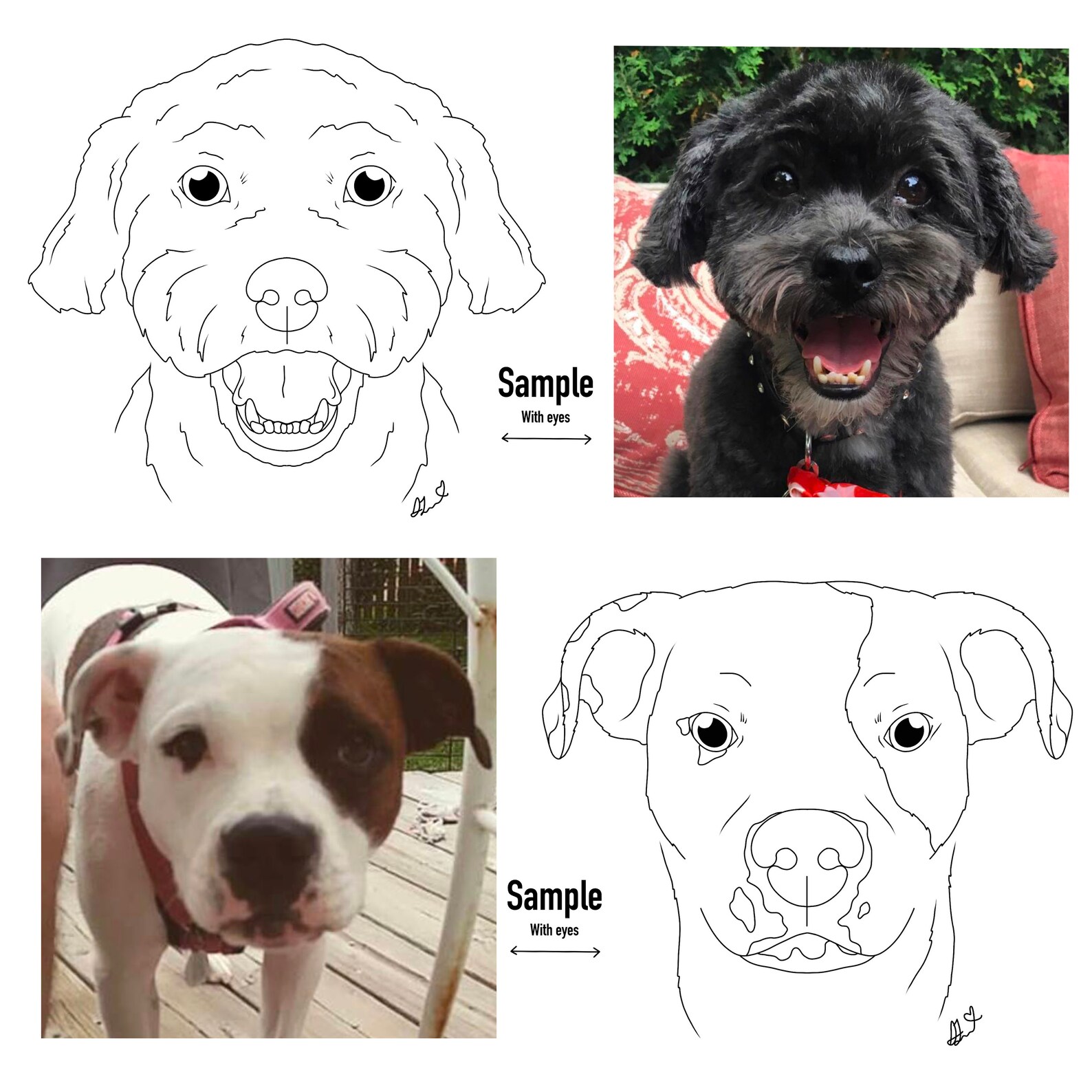 Custom Line Art | Dog Outlines | Digital Illustration | Custom Portrait ...
