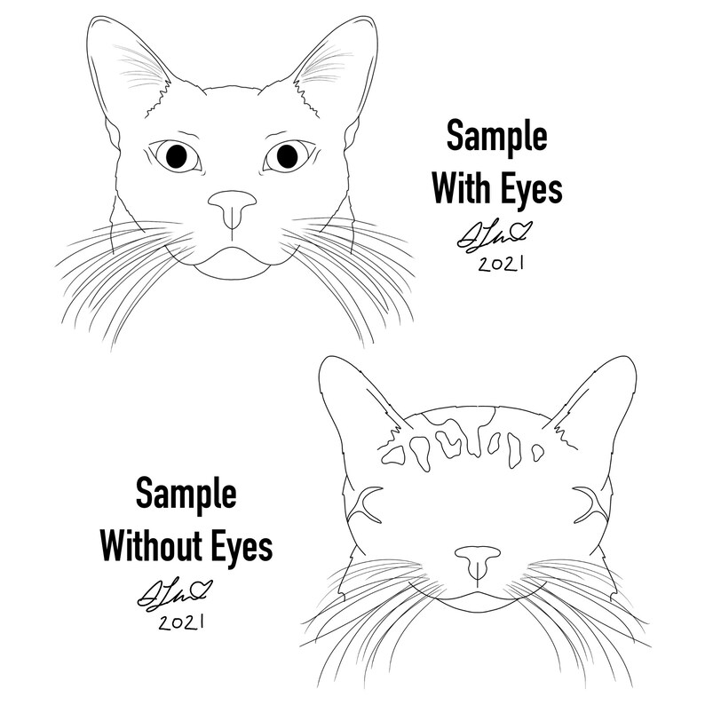 Custom Line Art | Cat Outlines | Digital Illustration | Custom Portrait ...