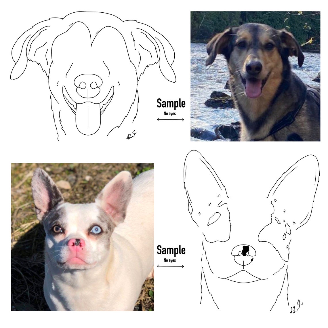 Custom Line Art | Dog Outlines | Digital Illustration | Custom Portrait ...