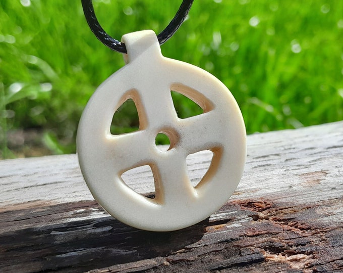 Hand-carved Norse Sun Wheel Pendant. Solar Cross Amulet. Wheel of Life ...