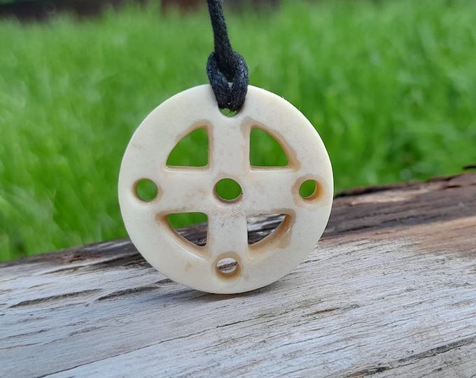 Hand-carved Norse Sun Wheel Pendant. Solar Cross Amulet. Wheel of Life ...