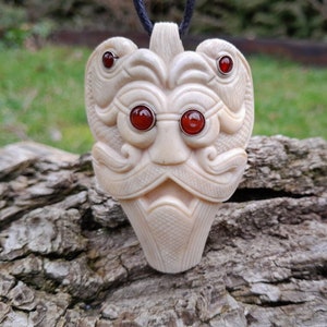 Unique Hand Carved Viking God Odin Face Pendant With Ravens, Óðinn ...