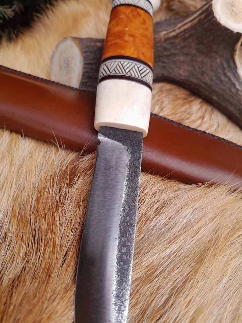 Handmade Finnish Puukko Knife – D2 Steel Blade, Moose Antler & Wood ...