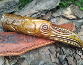 Viking Raven Head Hunting Knife With Sheath - Etsy
