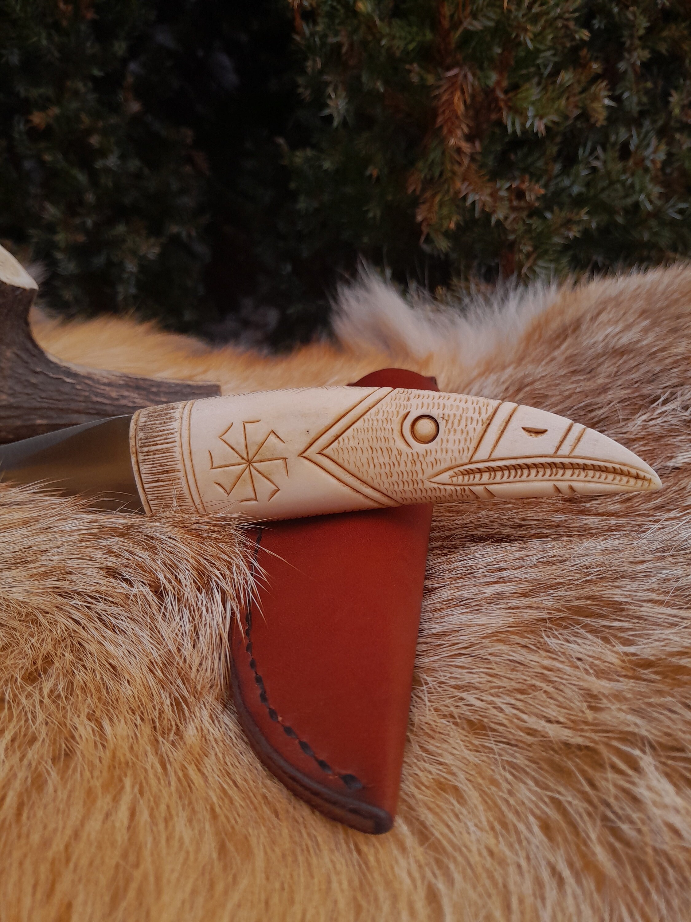 Norse Knife With Raven Head. Viking, Nordic Motifs. Odin's Ravens ...