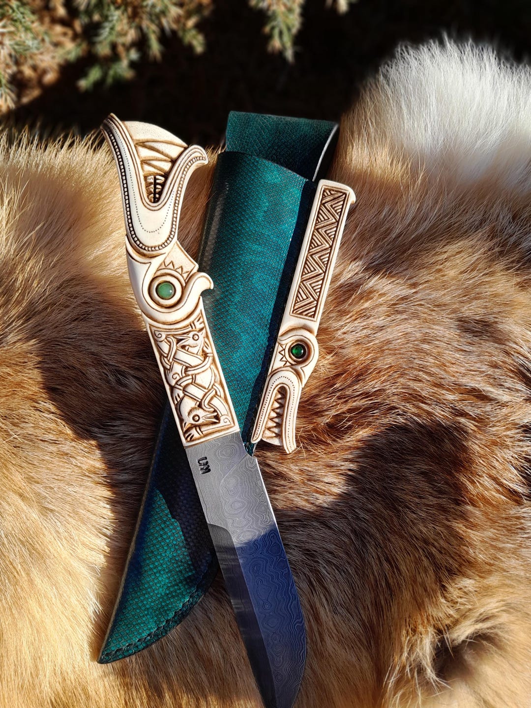 Anglo-saxon Period. Exclusive Knife With Hand-carved Bone Handle ...