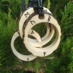 Viking Rune Ring Necklace, Runes Circle Pendant, Runic Wheel Amulet ...