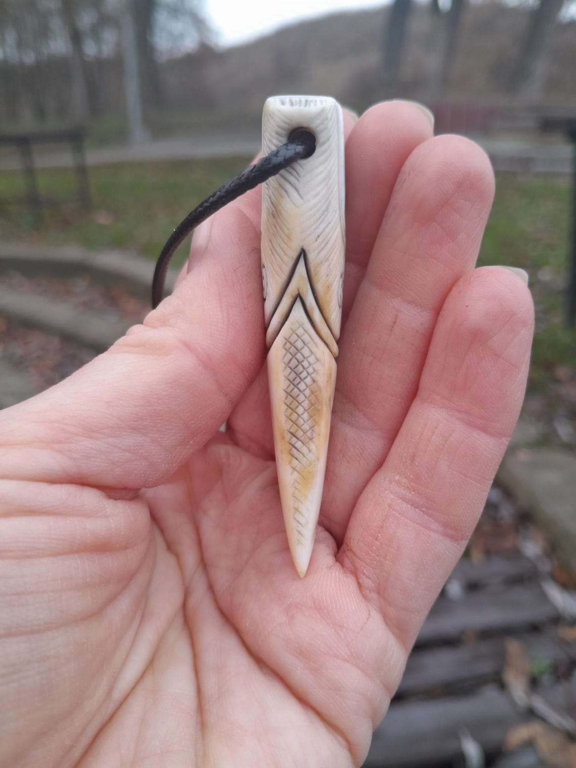 Dragon Head Moose Antler Amulet – Hand-carved Viking Pendant With Algiz ...