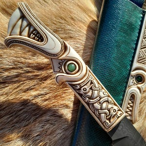 Anglo-saxon Period. Exclusive Knife With Hand-carved Bone Handle ...