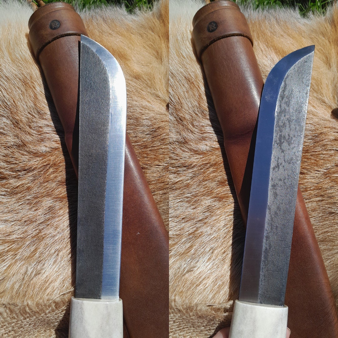 Handmade Big Leuku Knife. Sami Knife. Nordic Puukko Knife With Leather ...