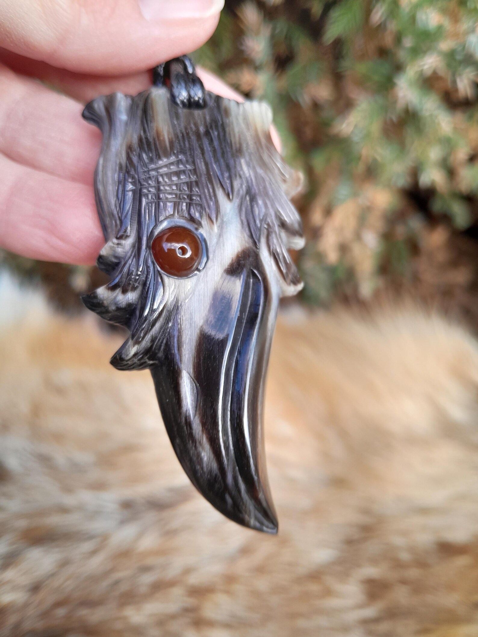 Viking Black Raven Amulet. Viking Bone Necklace. Norse Mythology ...