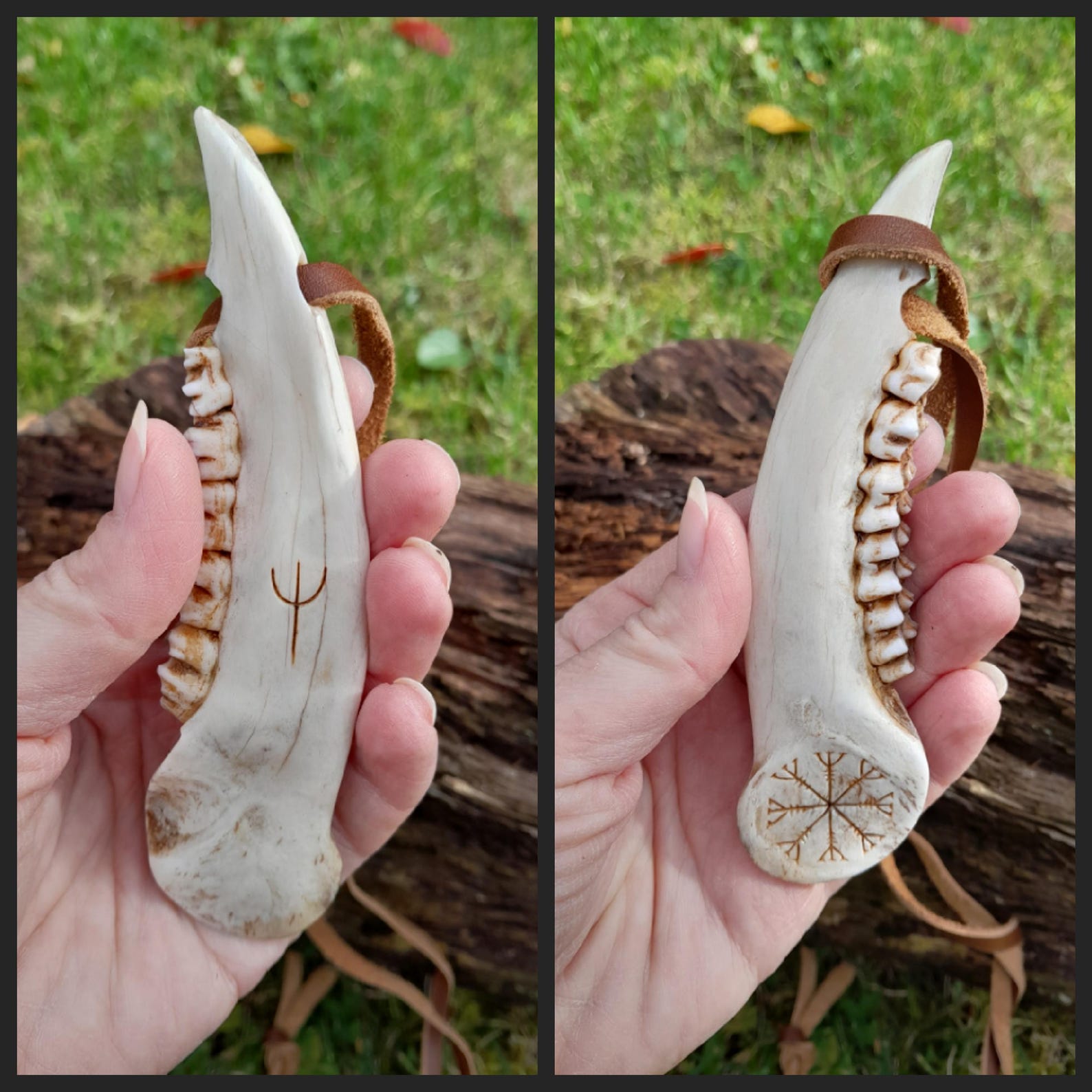 Helm of Awe Pendant | Norse Protection Amulet | Hand-carved Bone ...