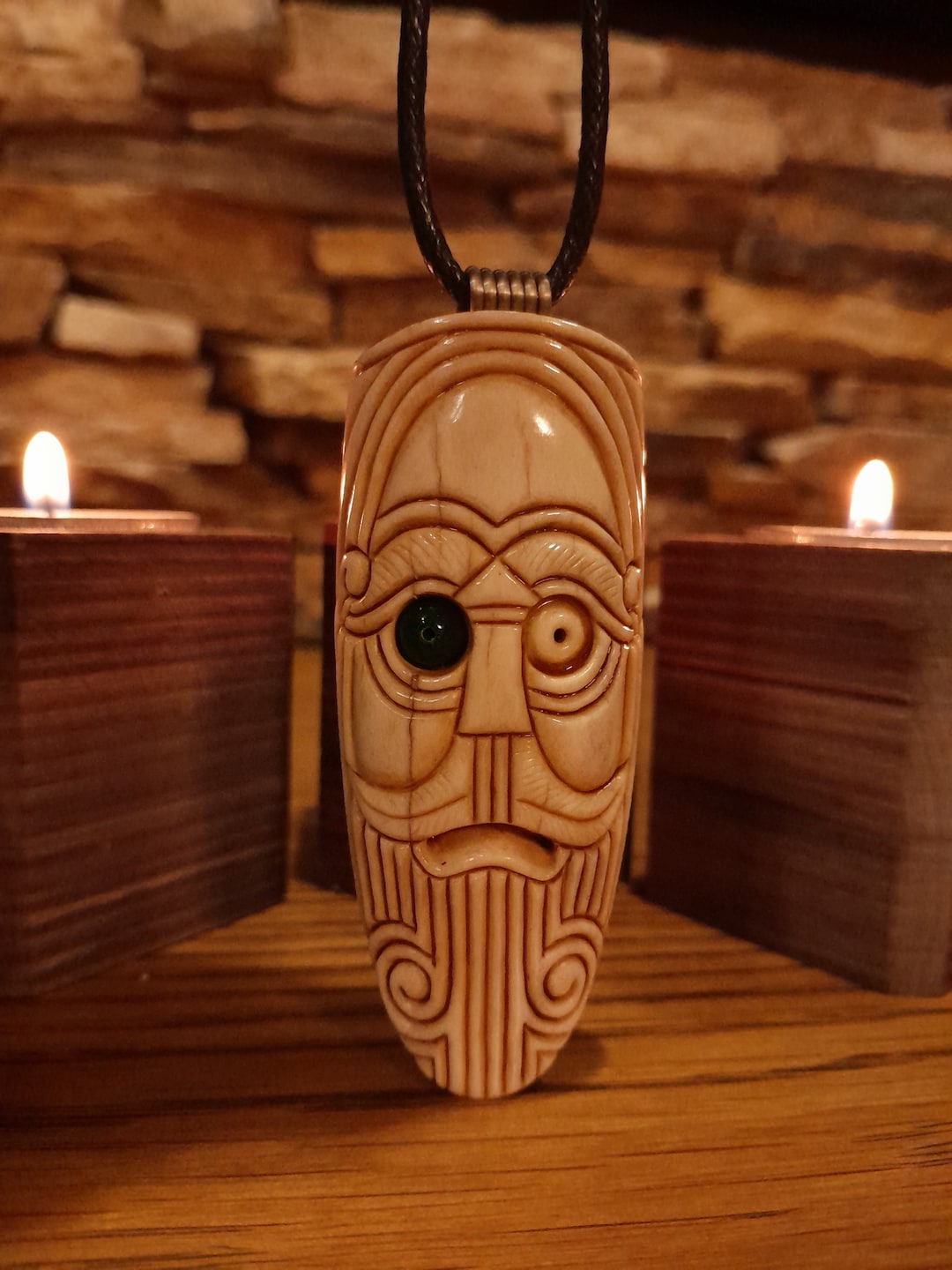 Beautiful Hand-carved Viking God Odin Face Pendant. Óðinn - Etsy