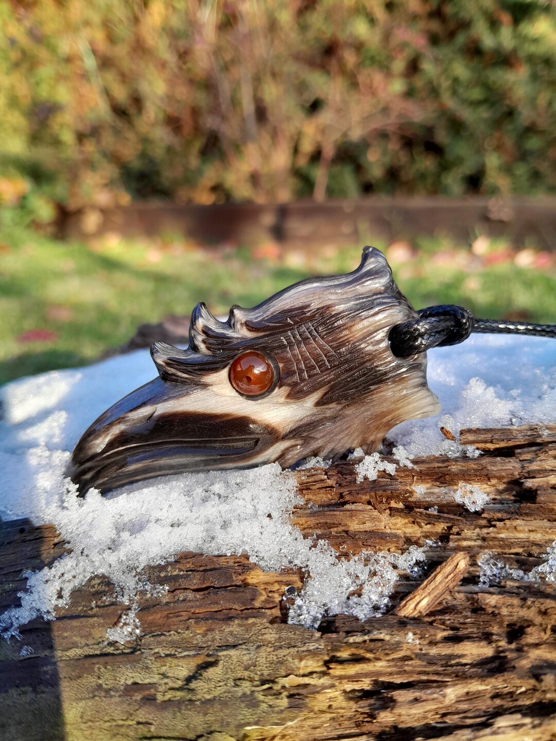 Viking Black Raven Amulet. Viking Bone Necklace. Norse Mythology ...