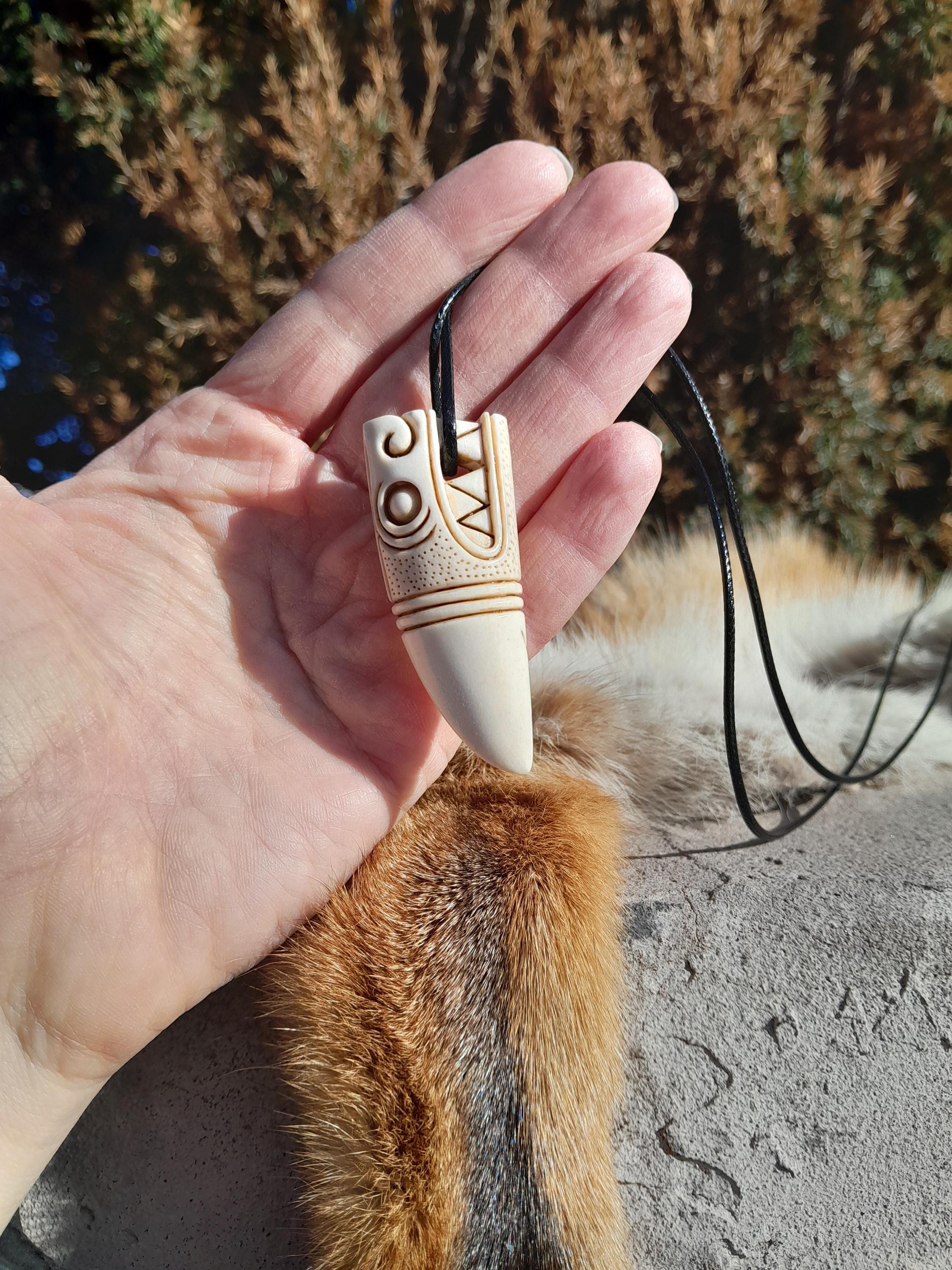 Hand-carved Moose Antler Dragon Amulet With Algiz Rune: Viking Drakkar ...